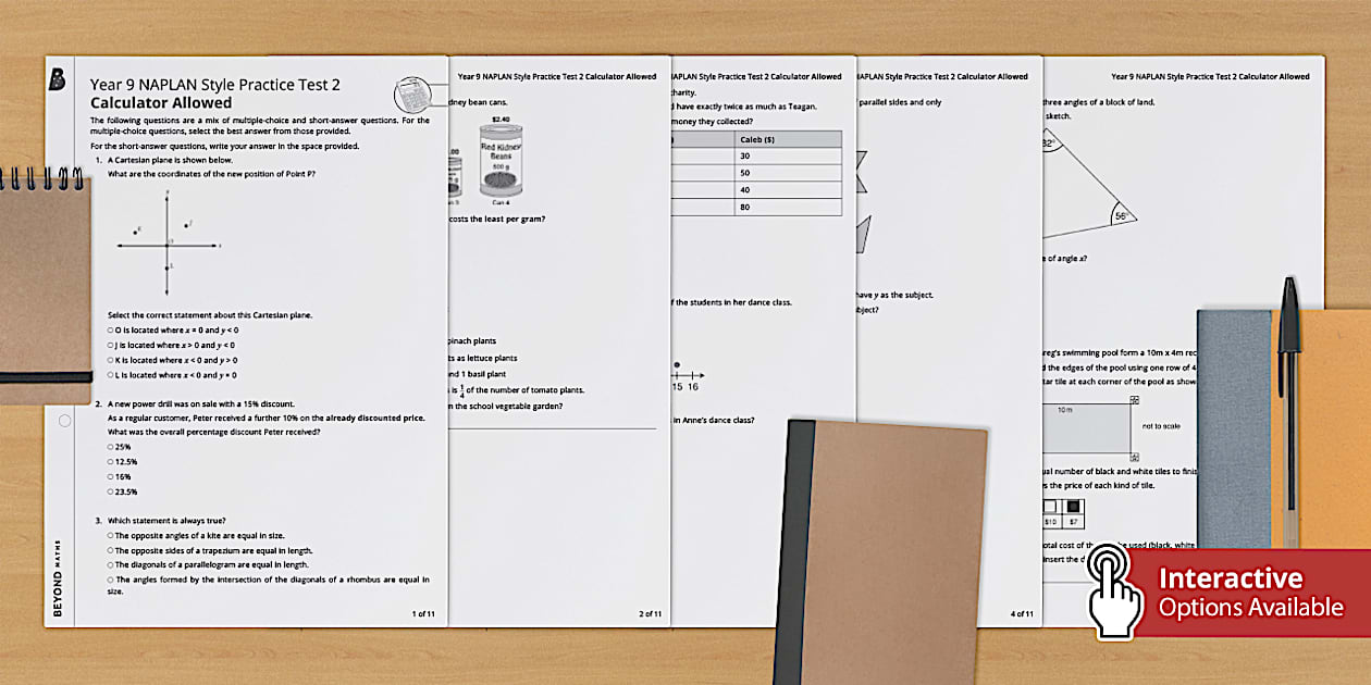 Year 9 NAPLAN Practice Test 2 - Calculator Allowed - Twinkl