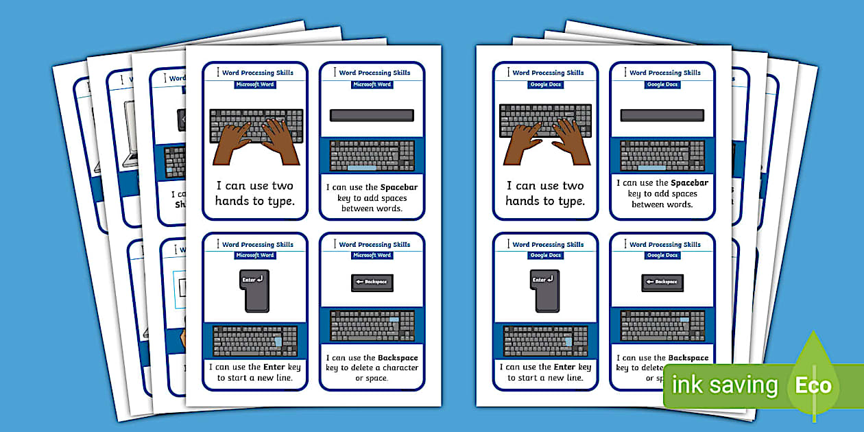 KS1 Word Processing Skills 'I Can...' Help Cards - Computing