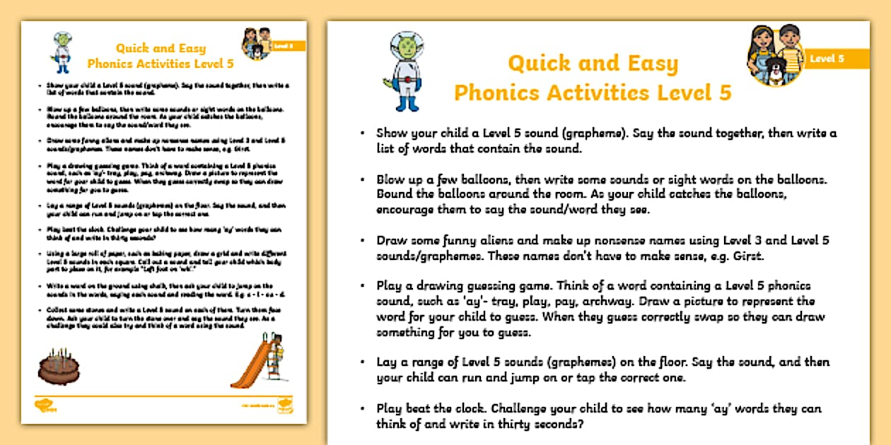 Phonics: Level 5: Quick and Easy Phonics Activities