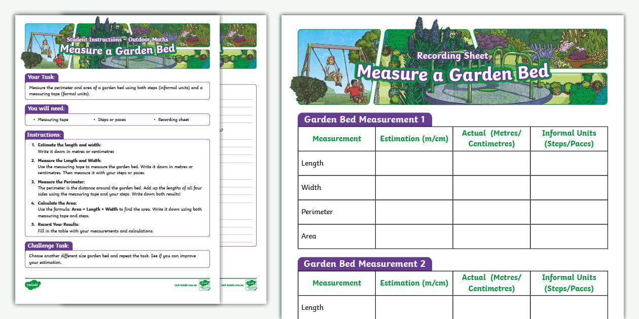 Outdoor Maths: Measure a Garden Bed (teacher made) - Twinkl