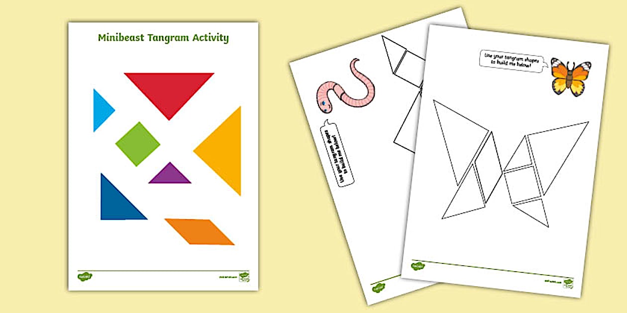 👉 Minibeast Tangram Activity - Shape Puzzle