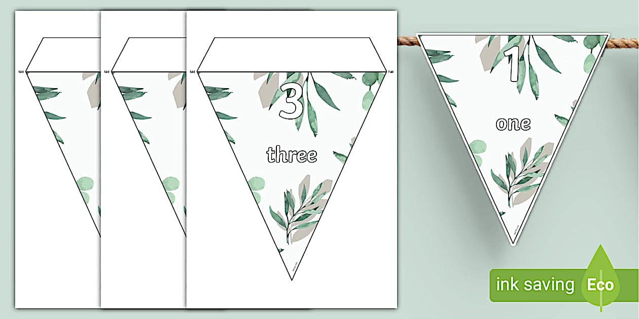 1-100 Botanical Themed on Display Bunting - (teacher made)