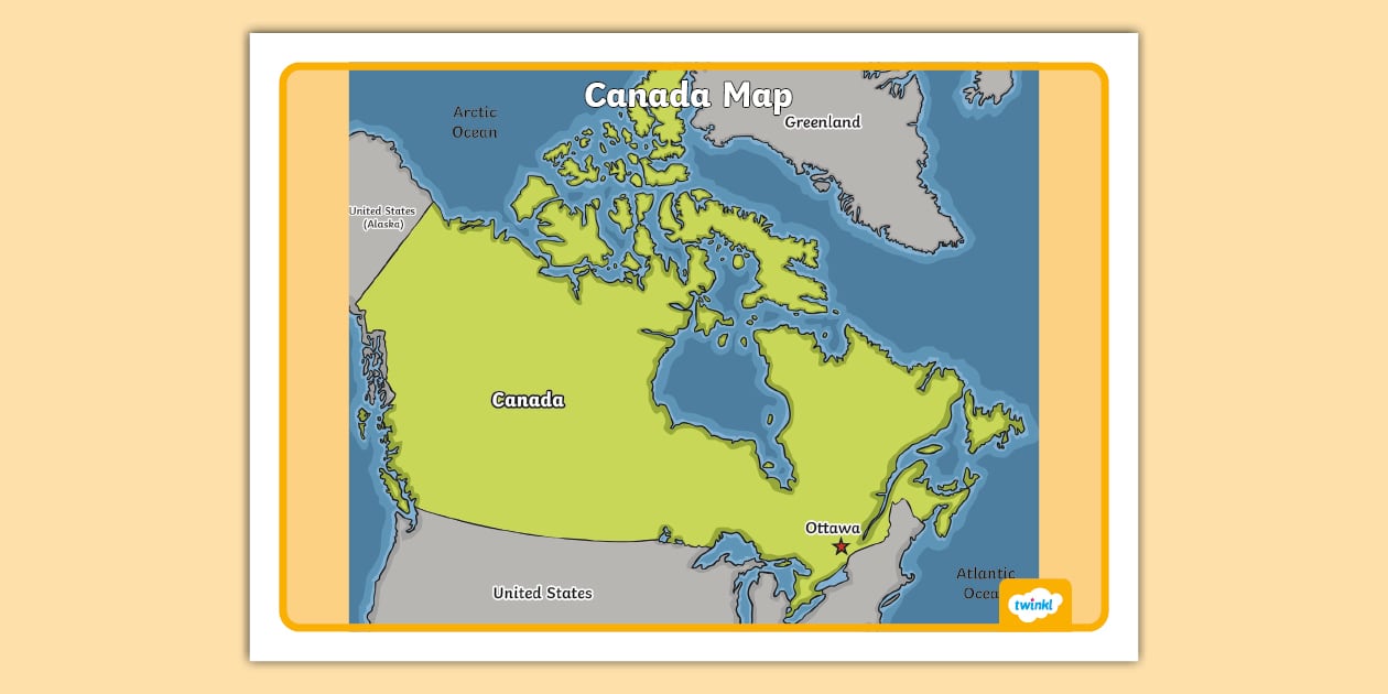 Canada Map Coloured | Canada Map Oceans | Twinkl - Twinkl
