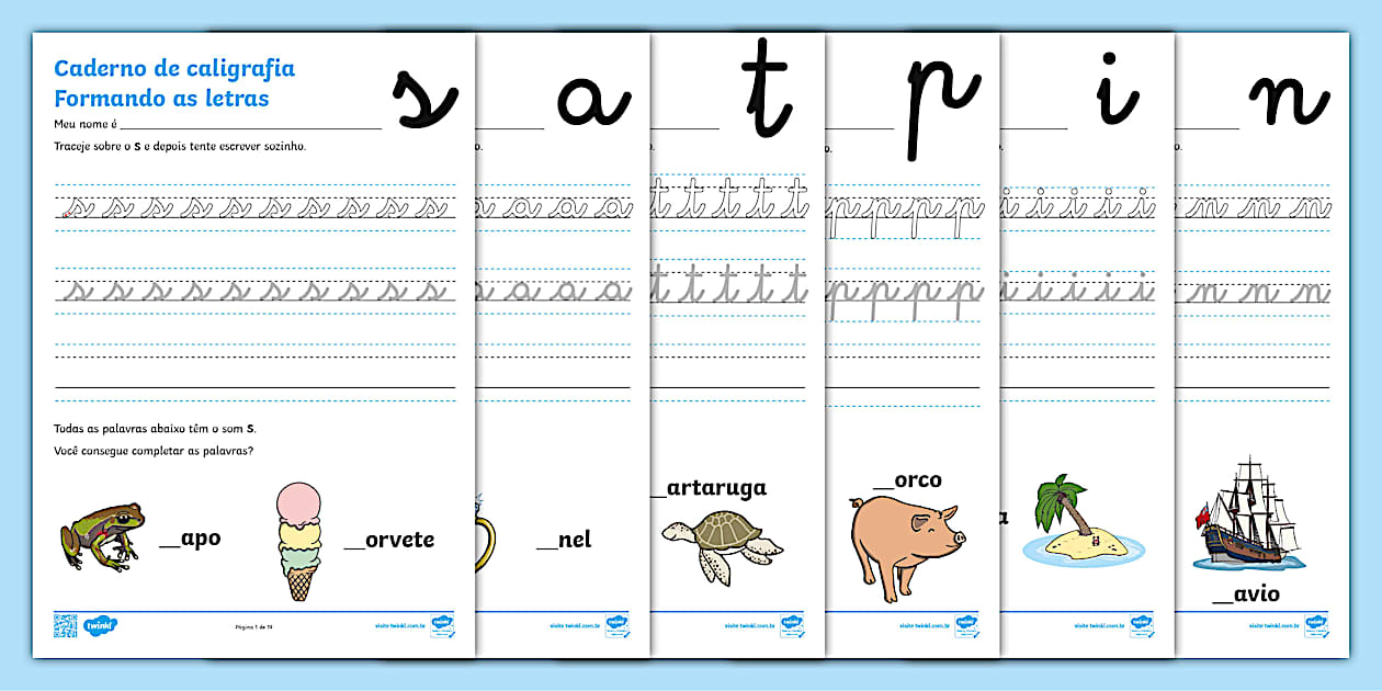 Formando as letras - Caderno de caligrafia