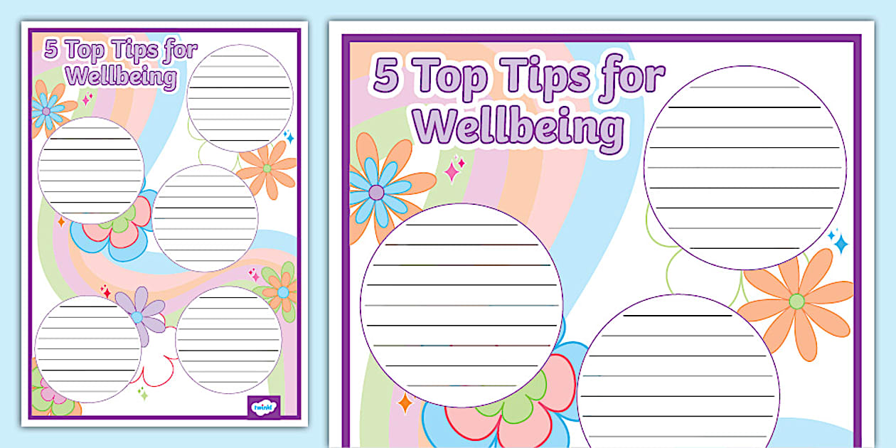 5 Top Tips for Wellbeing Writing Frame - Twinkl