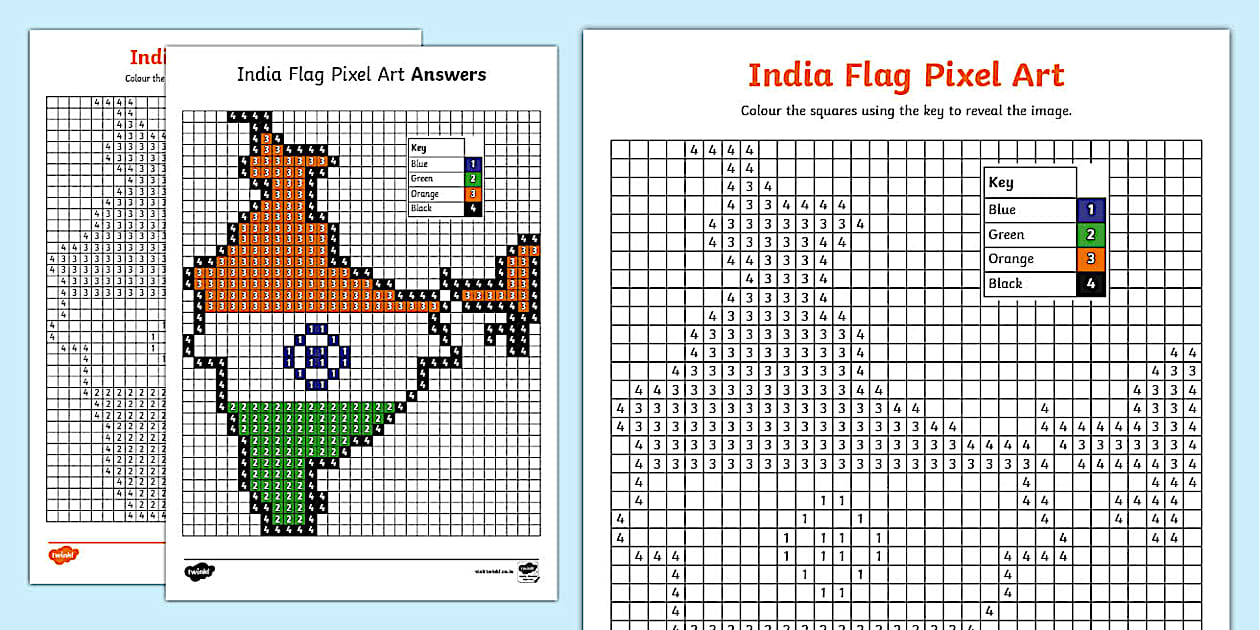 India Map Pixel Art Template (teacher made) - Twinkl
