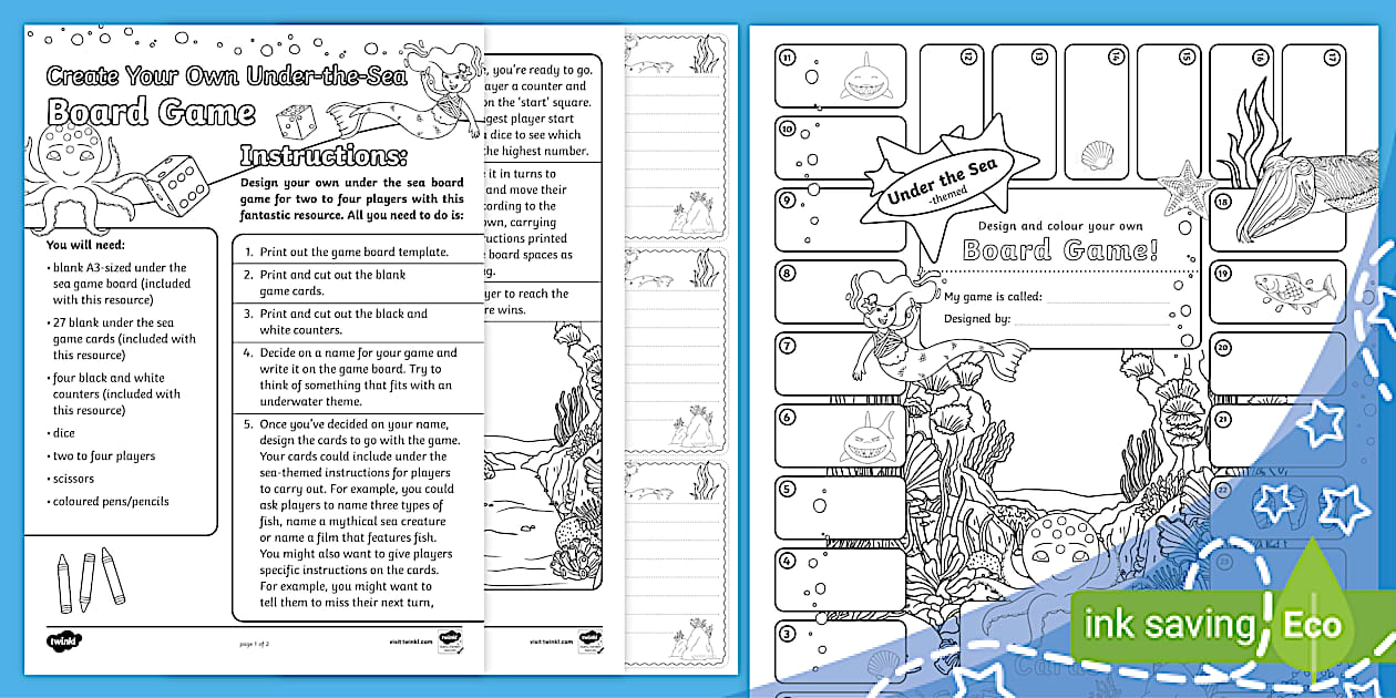 Create Your Own Under the Sea Board Game (teacher made)