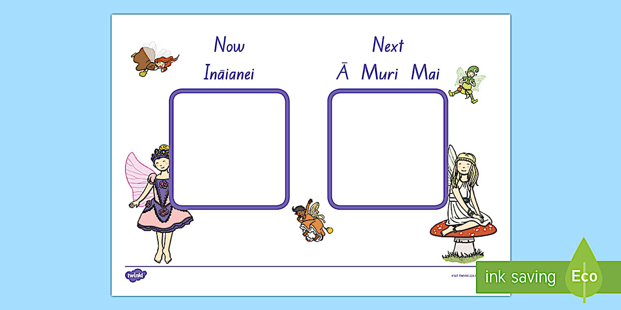 Fairy-Themed Now and Next Visual Aid Te Reo Māori/English