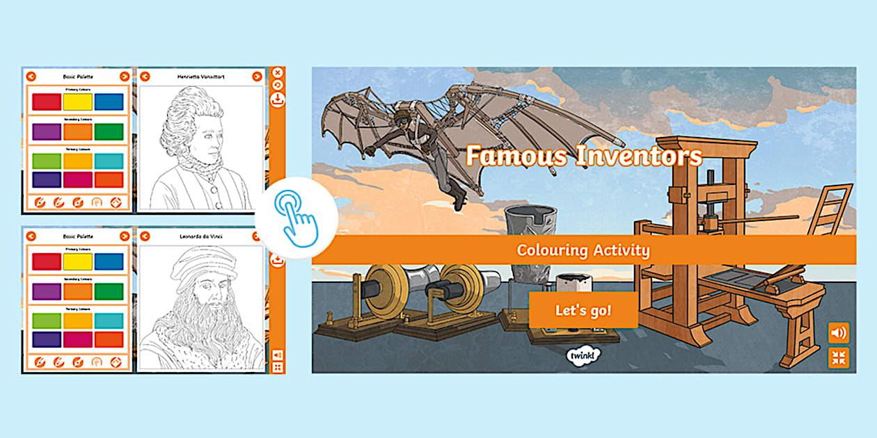 Famous Inventors Interactive Colouring Activity - Twinkl