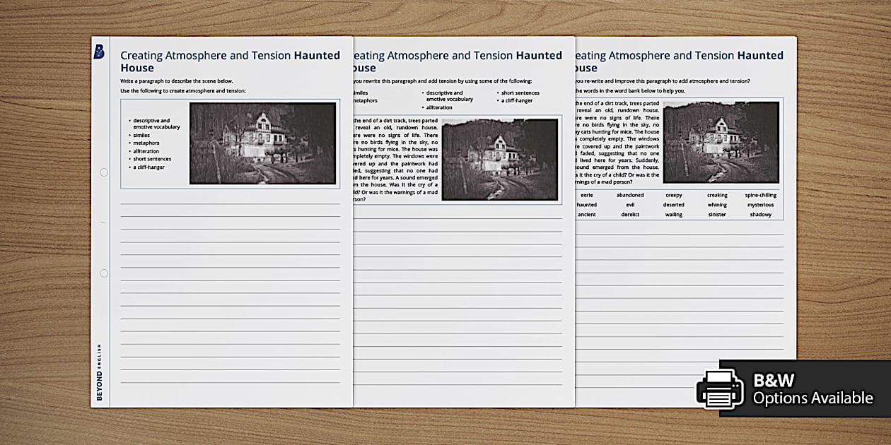 Creating Atmosphere and Tension Differentiated Worksheets