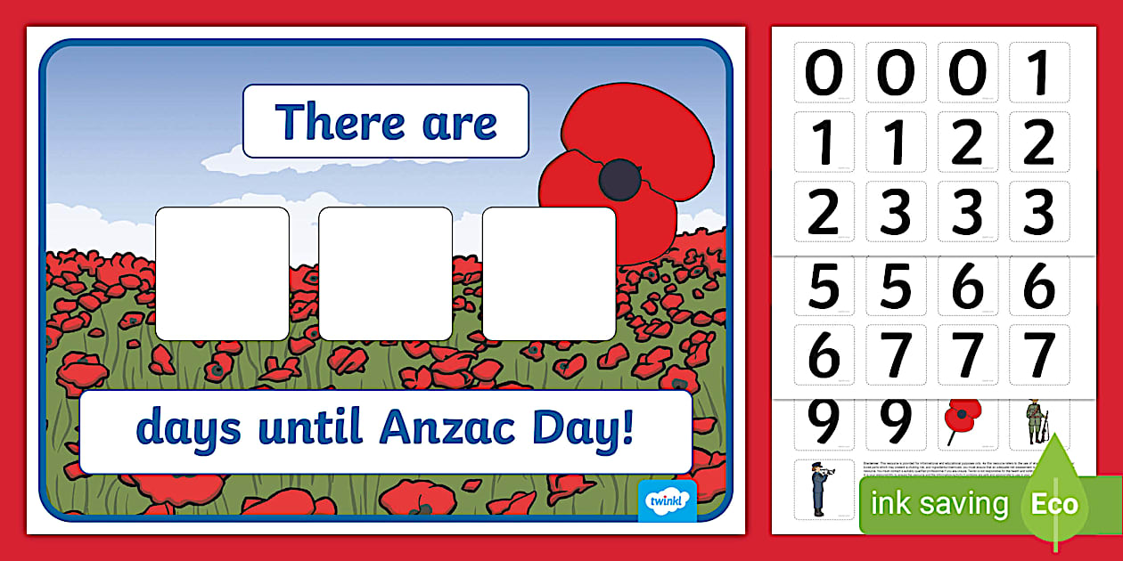 Anzac Day Countdown Display Poster (teacher made) - Twinkl