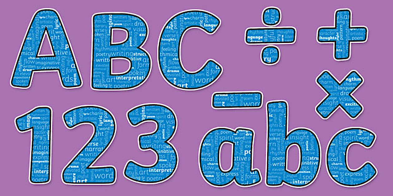 Editable Poetry Themed Display Letters and Numbers Pack