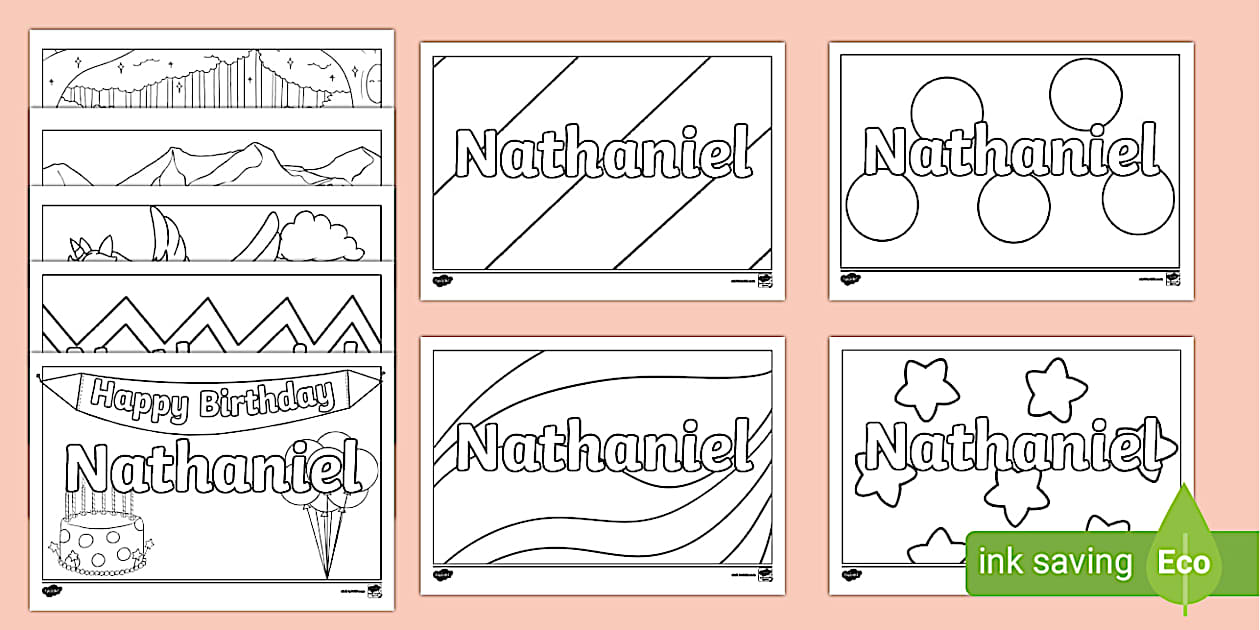 Nathaniel Name Simple Colouring Activity Sheet - Twinkl