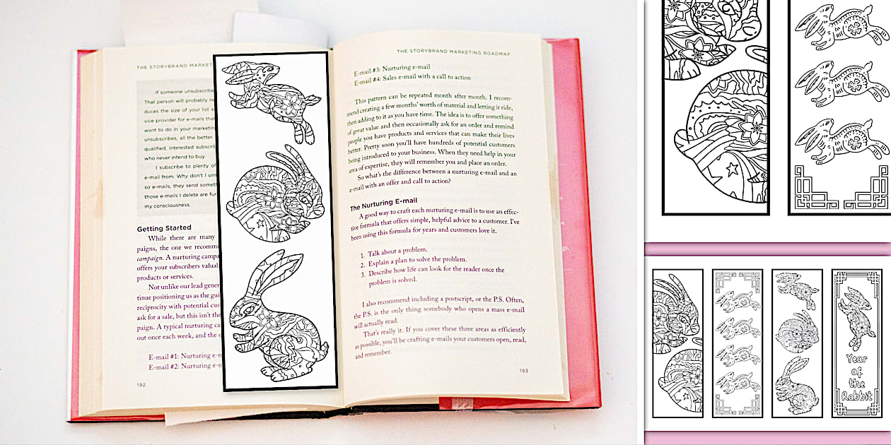 Year of the Rabbit Colouring Bookmarks | Twinkl Party