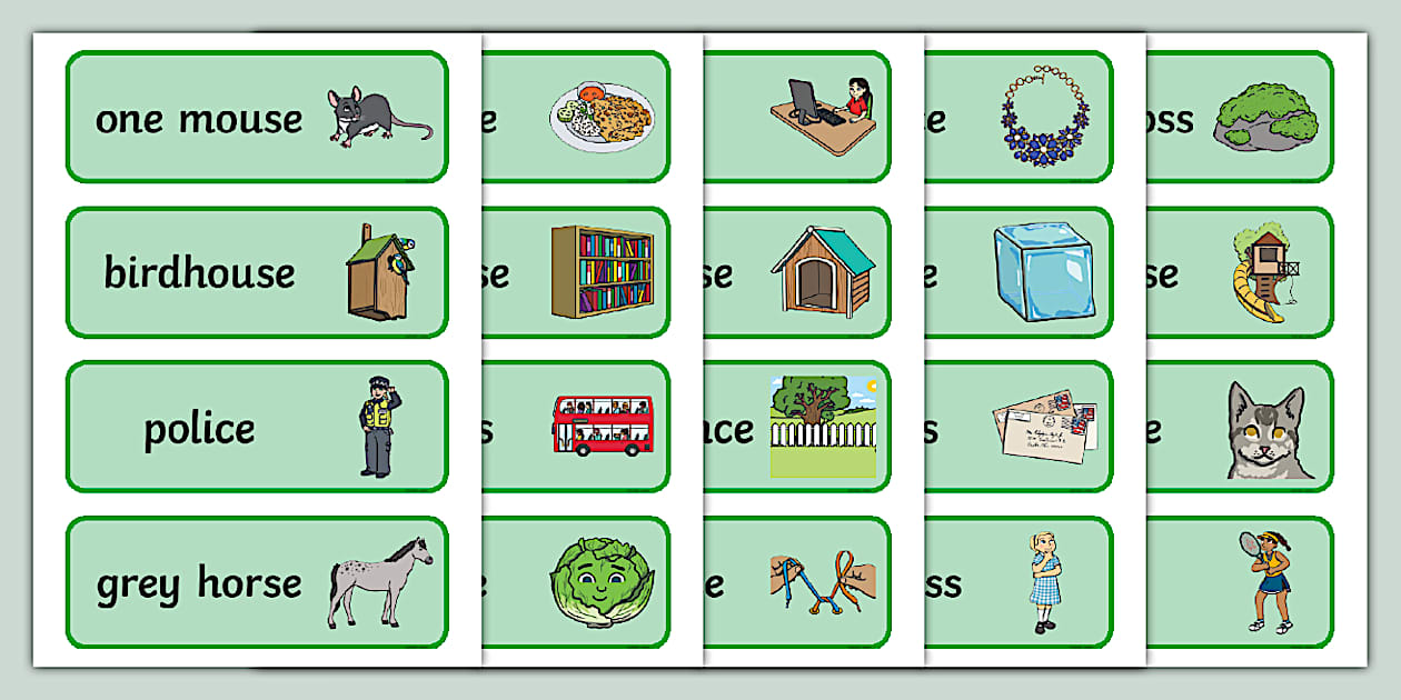 Precursive Two Syllable Final 'S' Sound Word Cards - Twinkl