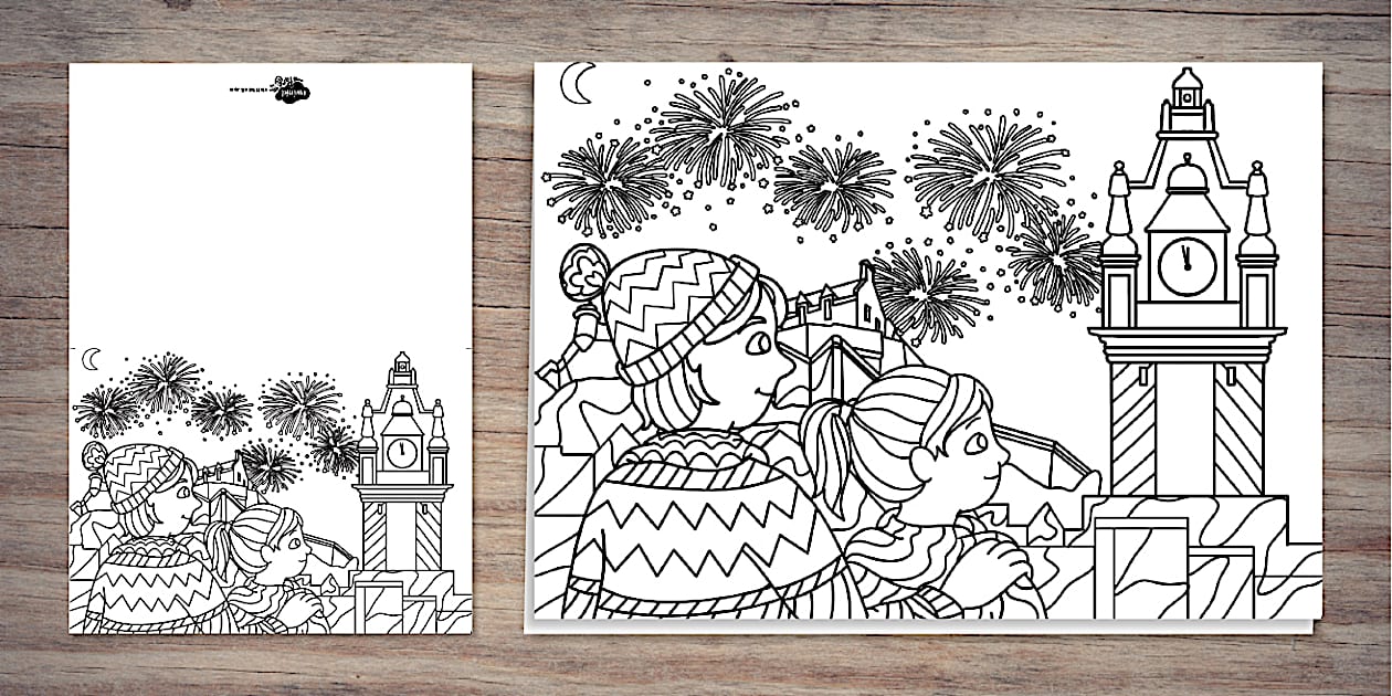 Mindfulness New Year Colouring Card | Twinkl Party - Twinkl