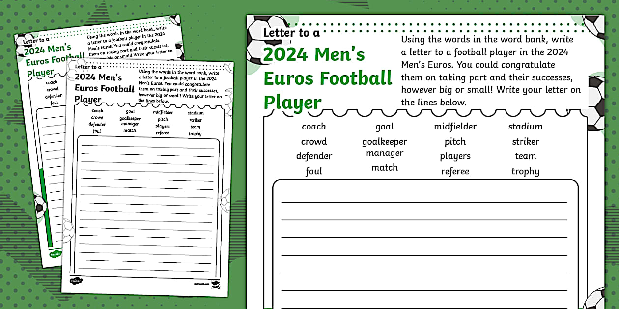 KS1 2024 Men's Euros Letter Writing Template (teacher made)