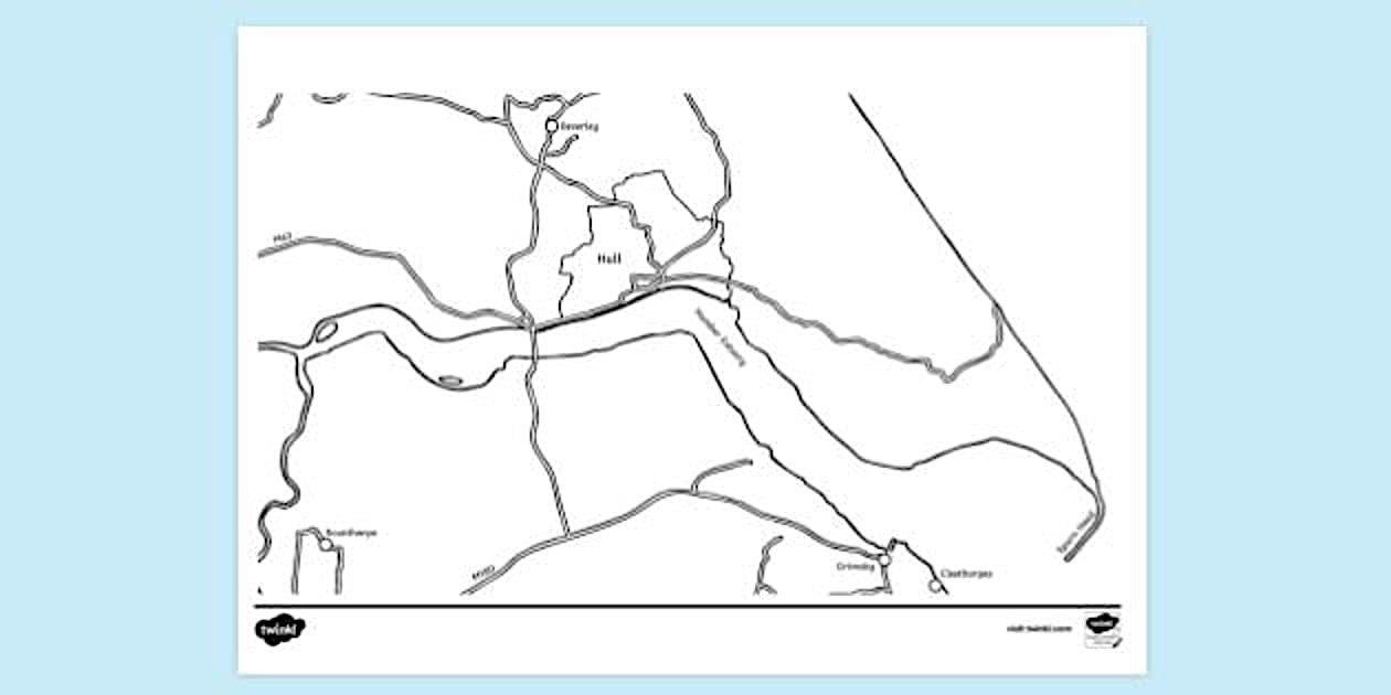 Hull Map Colouring Sheet | Colouring Sheets - Twinkl