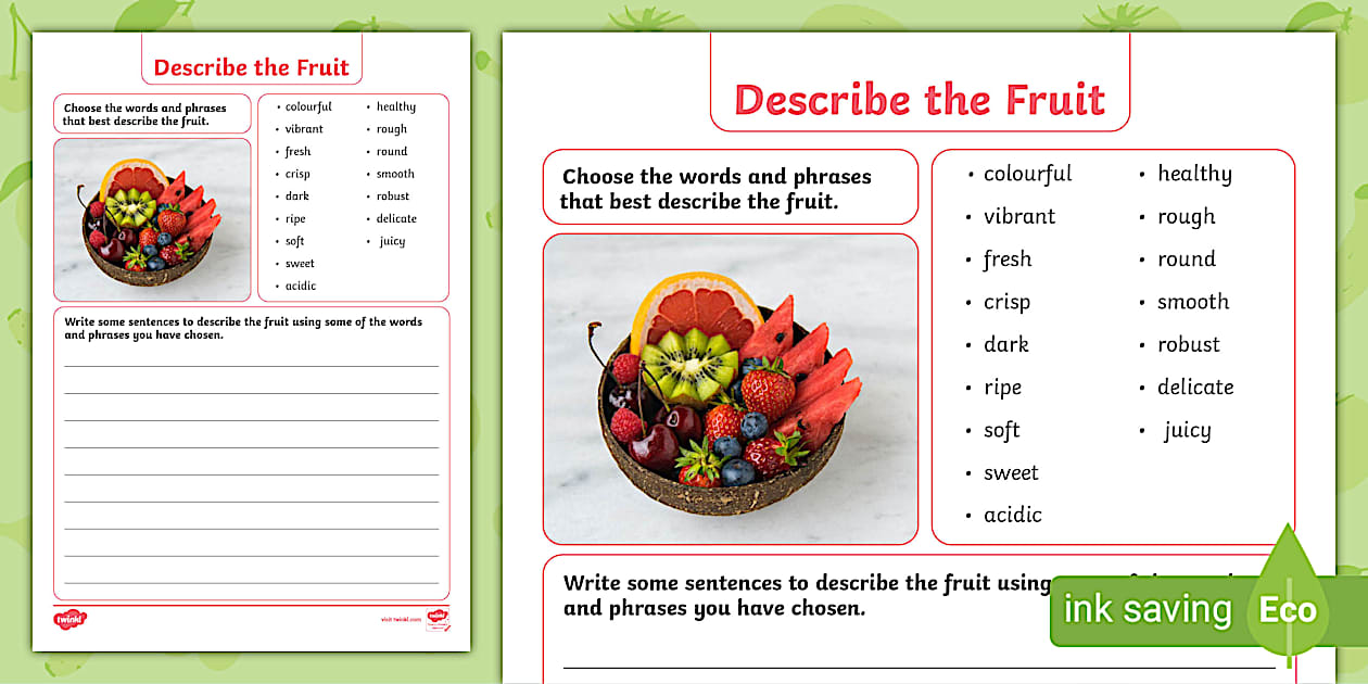 Describe the Fruit Worksheet