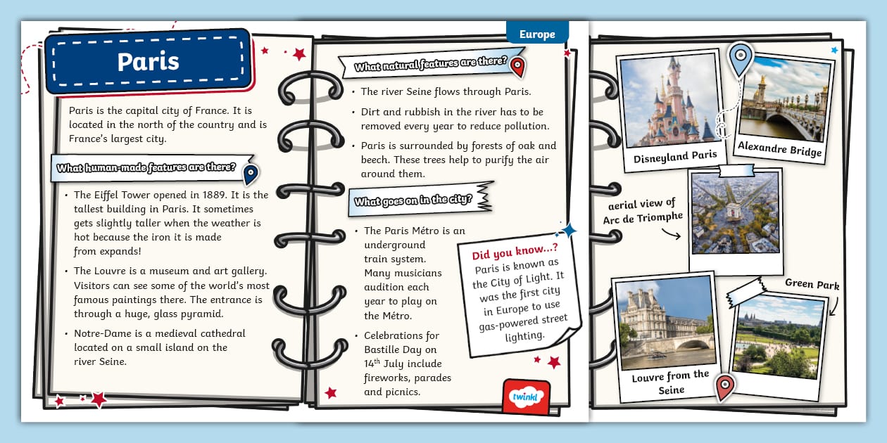 KS1 Paris Fact File - KS1 (teacher made) - Twinkl