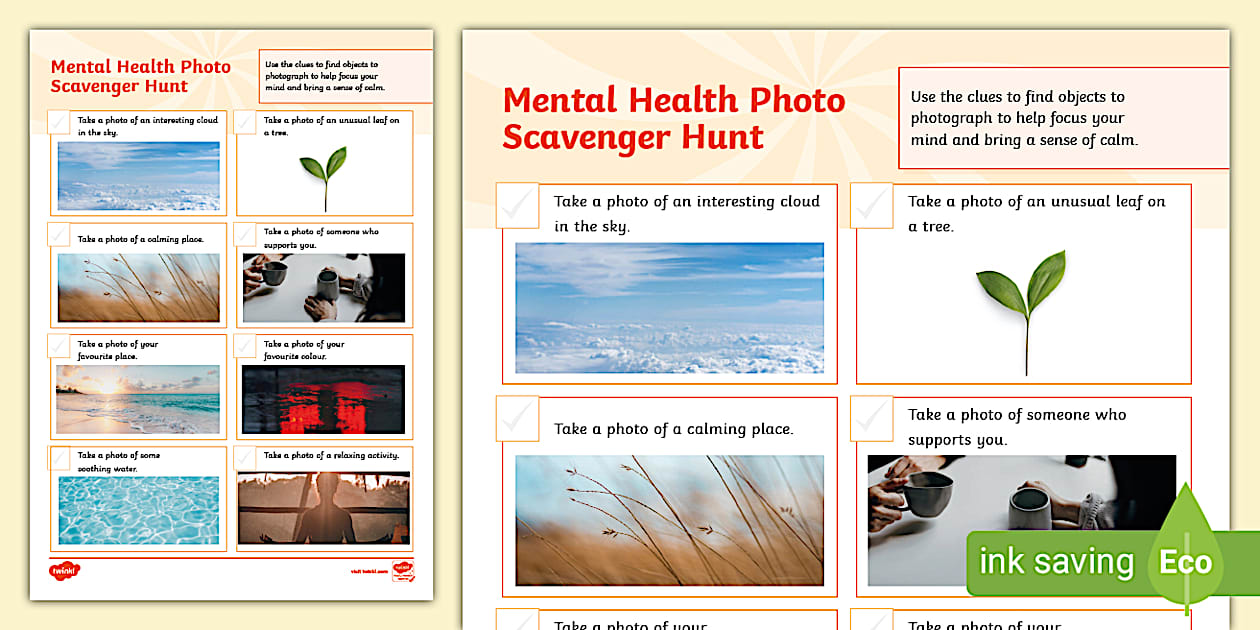 Mental Health Photo Scavenger Hunt (Teacher-Made) - Twinkl