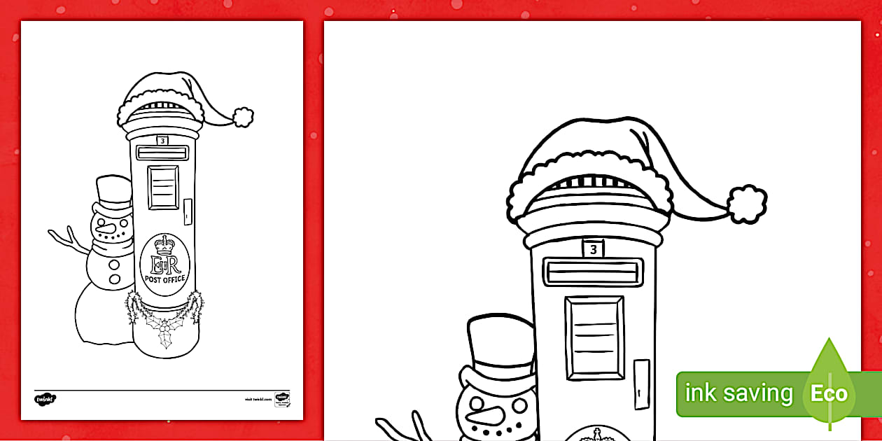 Christmas Post Box Colouring Sheet | Resources | Twinkl