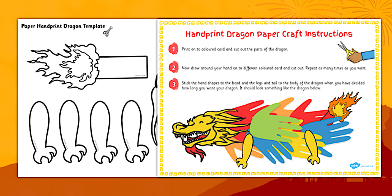 Chinese New Year Handprint Paper Dragon Craft (teacher made)