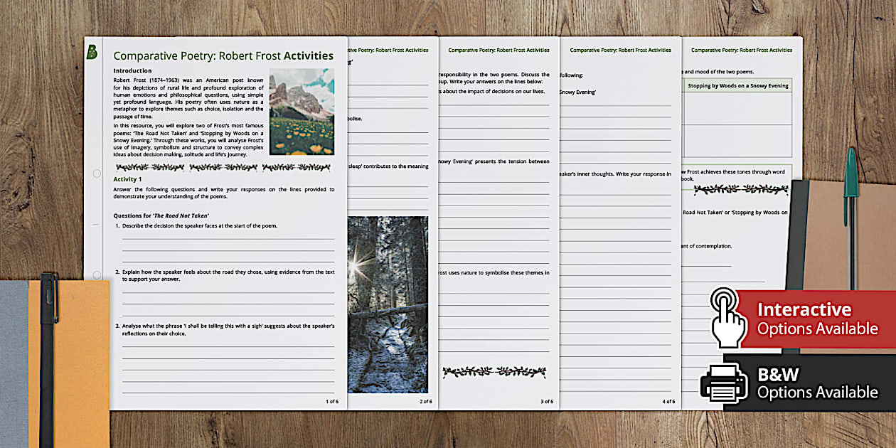 Comparative Poetry: Robert Frost Activities (teacher made)