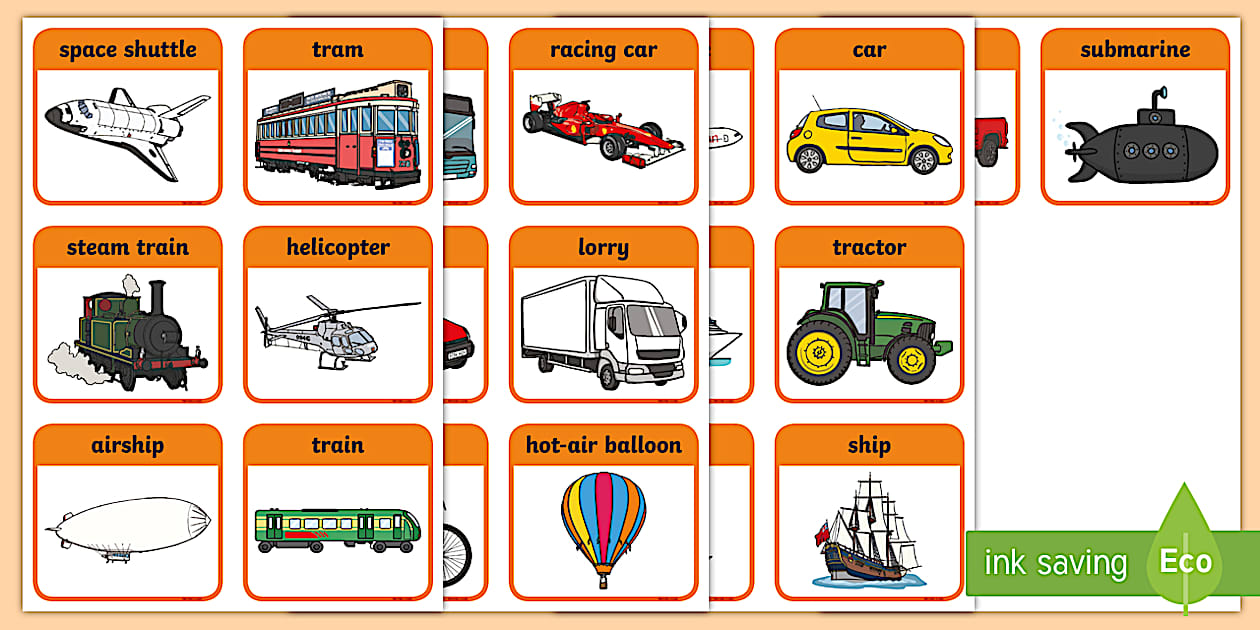 Editable Transport Sorting Word and Picture Cards - Twinkl