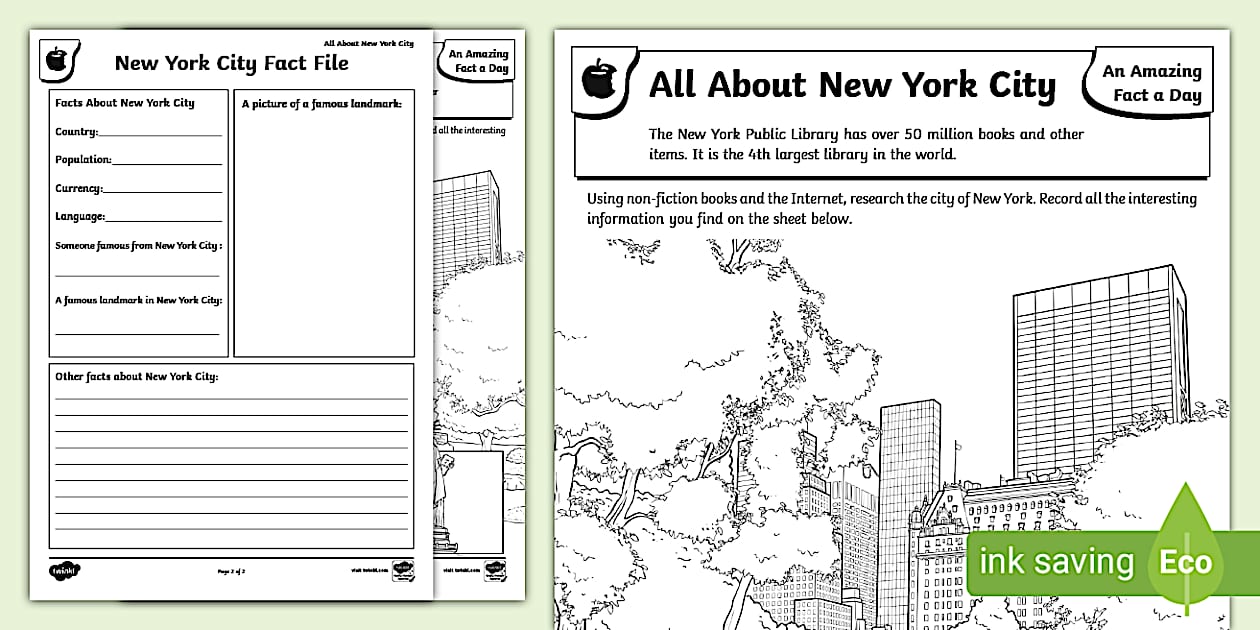 All about New York Worksheet / Worksheet - Twinkl