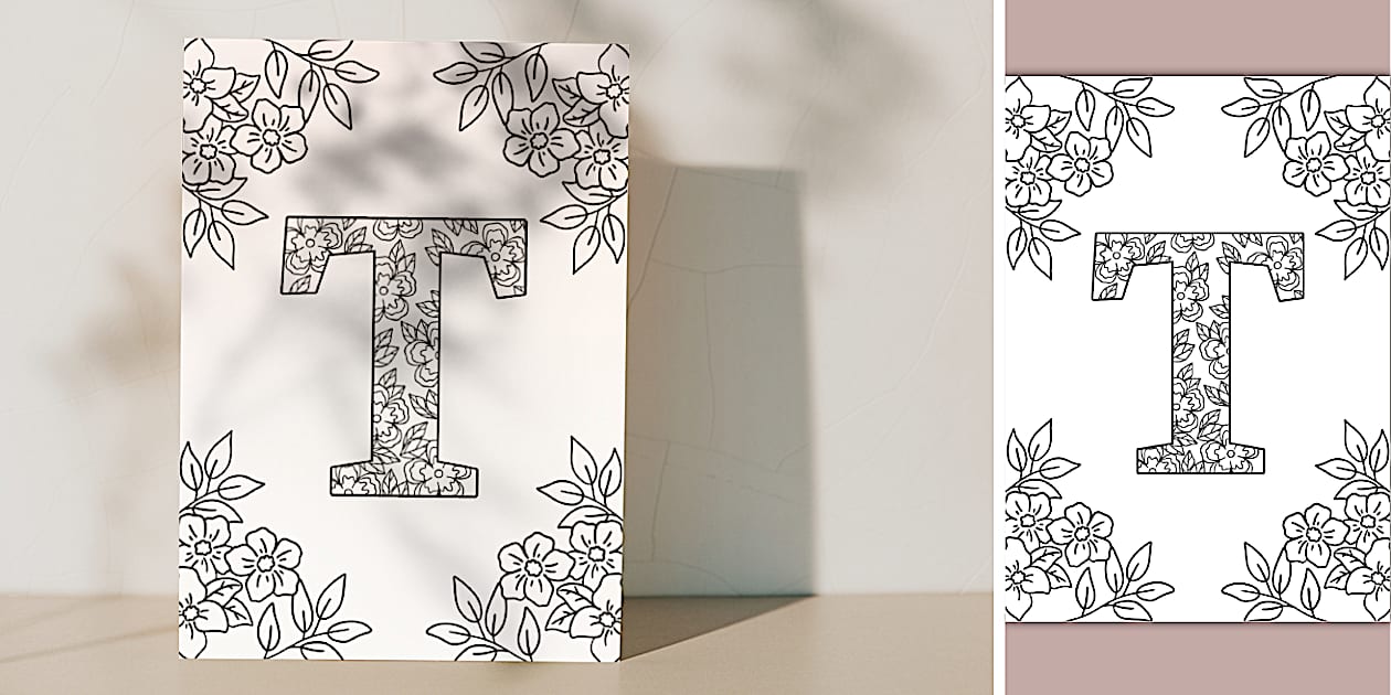 Letter T Mindfulness Colouring Card | Twinkl Party - Twinkl