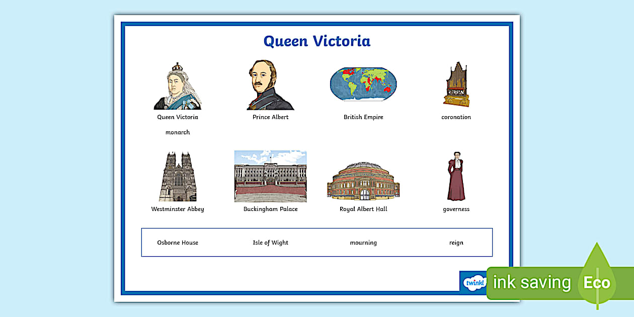 Queen Victoria Word Mat (teacher made) - Twinkl