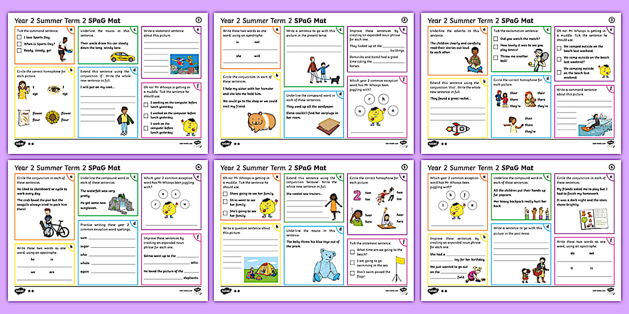 Editable Year 2 Summer Term 2 SPaG Activity Mats - Twinkl