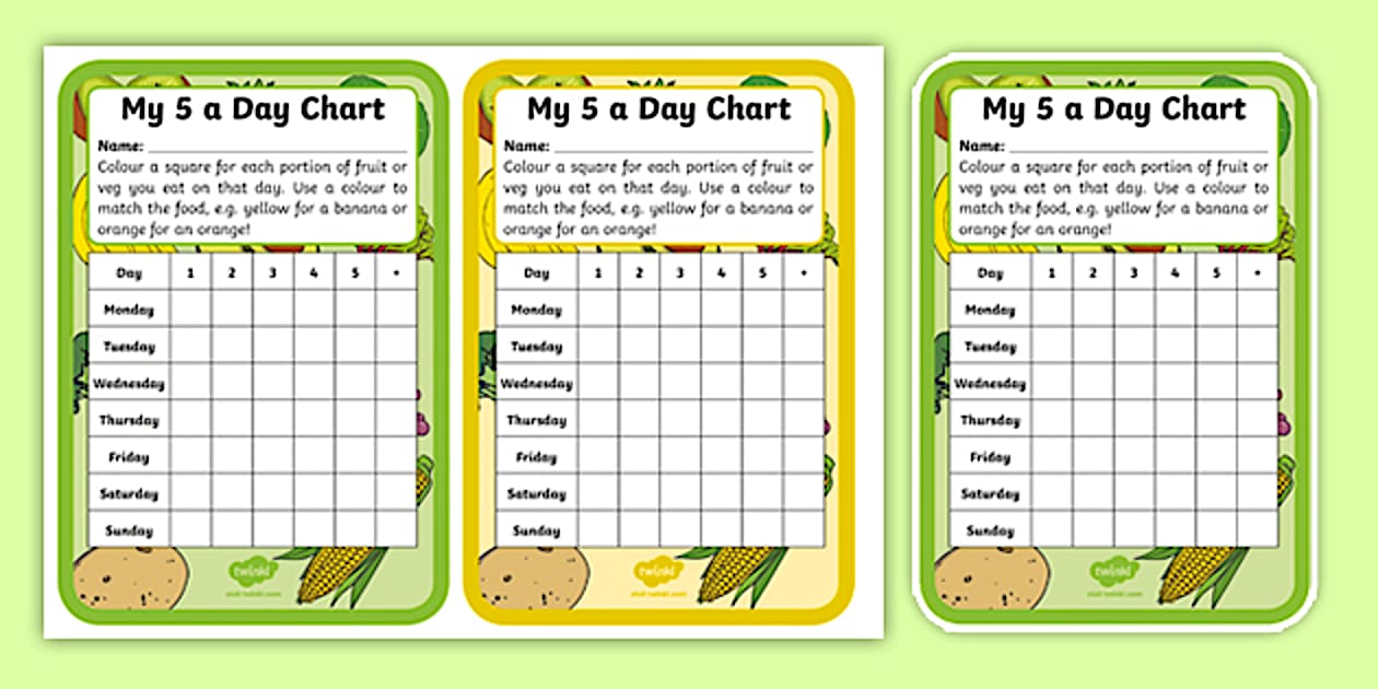 👉 5 a Day Reward Chart | Easy to Print | Twinkl - Twinkl