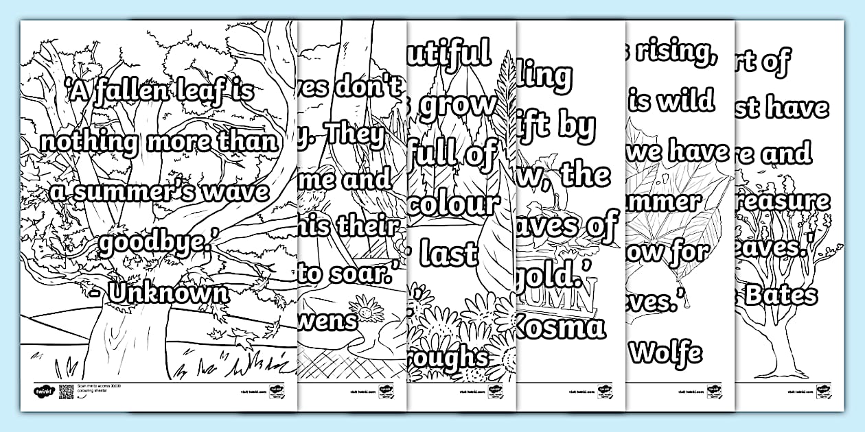 Autumn Leaves Quotes Colouring Pages Pack (teacher made)