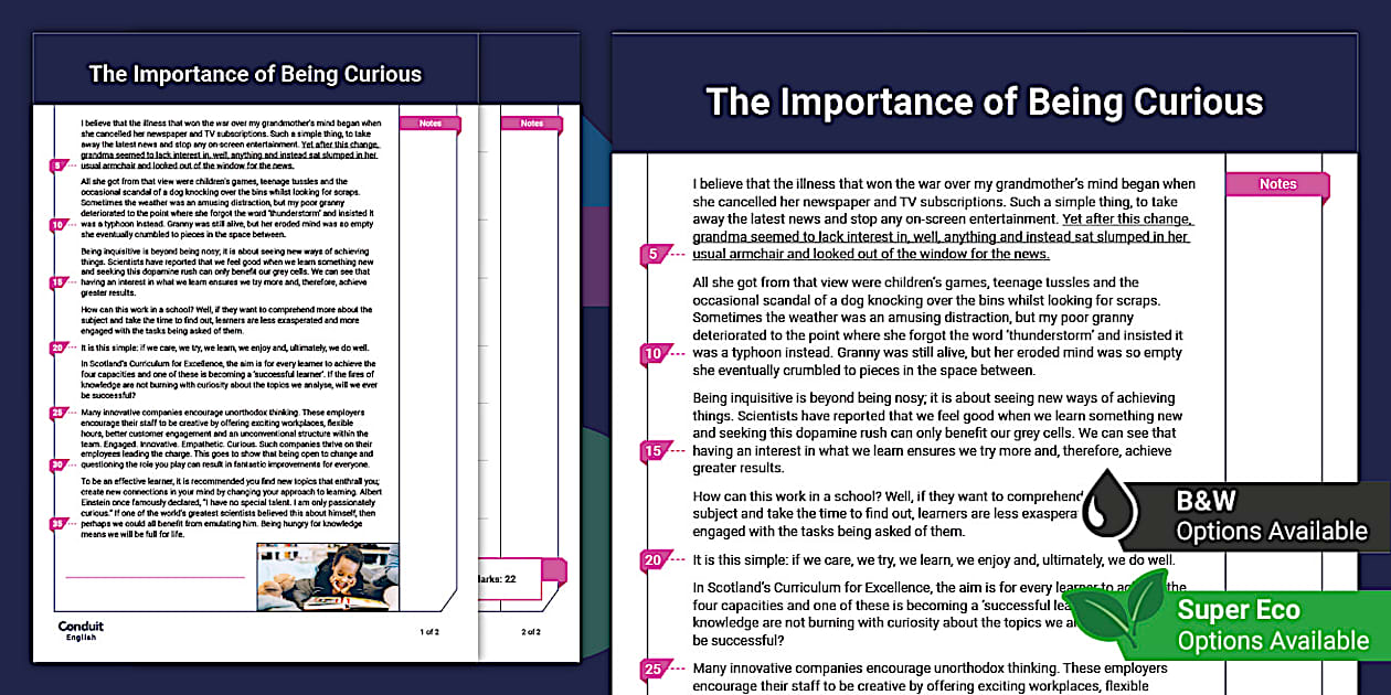 National 5 RUAE Practice Paper: The Importance of Curiosity