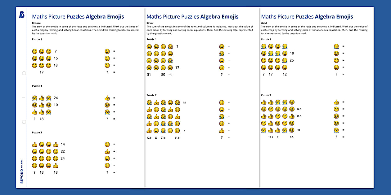 👉 Maths Picture Puzzles | Algebra | Beyond - Twinkl
