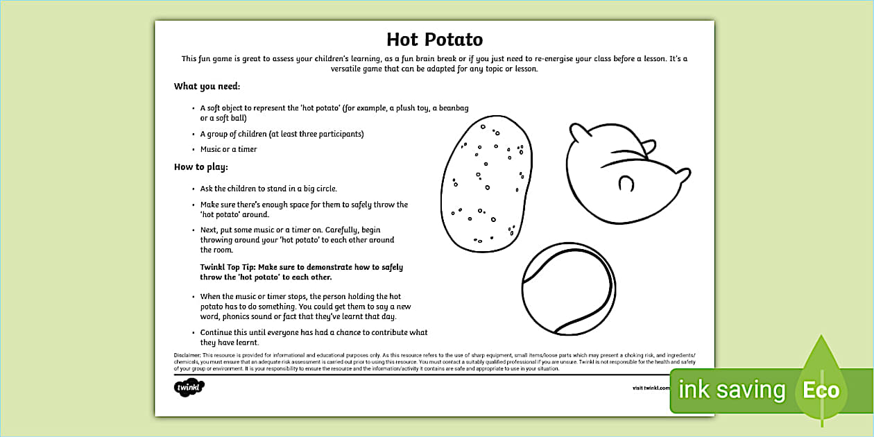 Hot Potato Game Instructions (Teacher-Made) - Twinkl