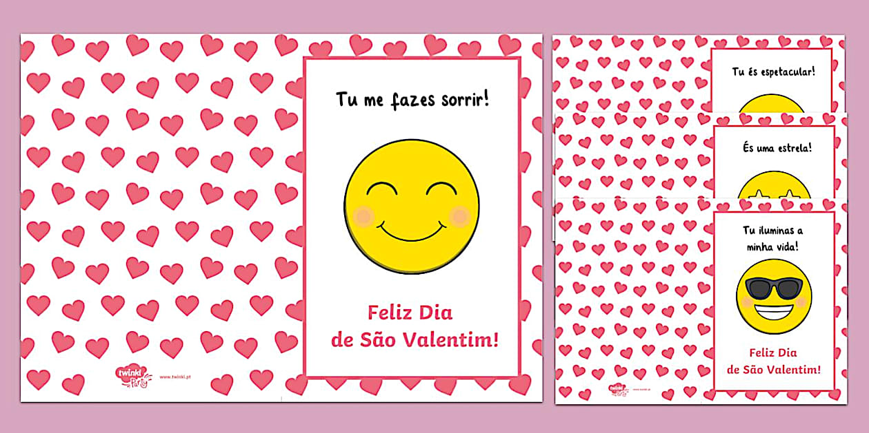 😊 Postais com emojis - Dia de São Valentim | Twinkl