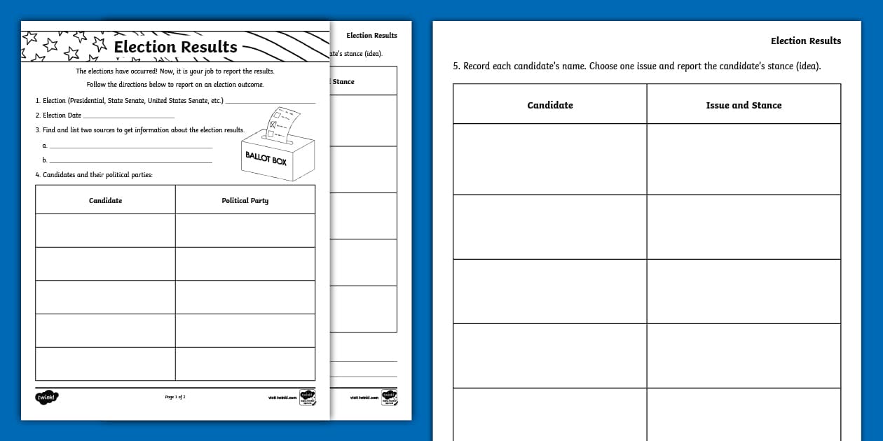 Electing the President Worksheet | Election Day | Twinkl USA
