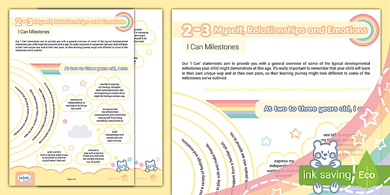 2-3 Years Myself, Relationship Emotions I Can Milestones