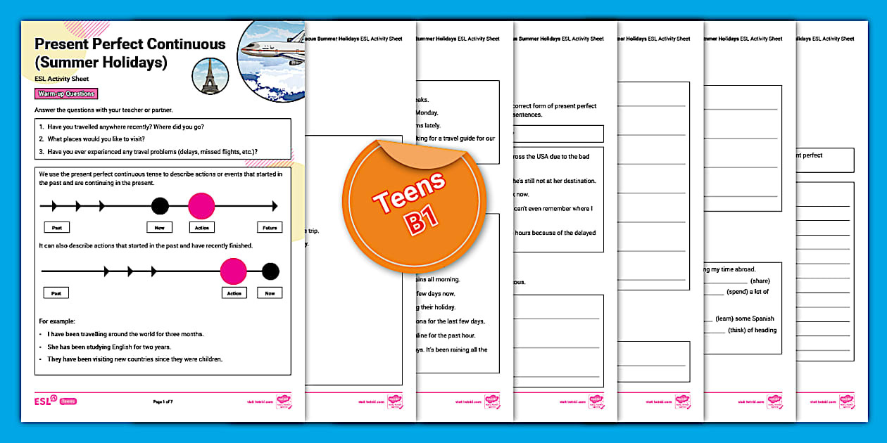 ESL Present Perfect Continuous Grammar Activity Sheet