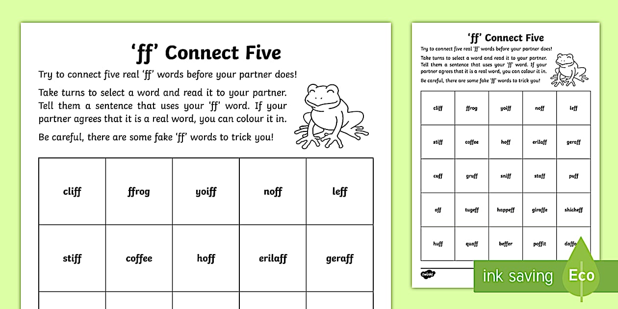 'ff' Sound Connect Five Worksheet - Twinkl