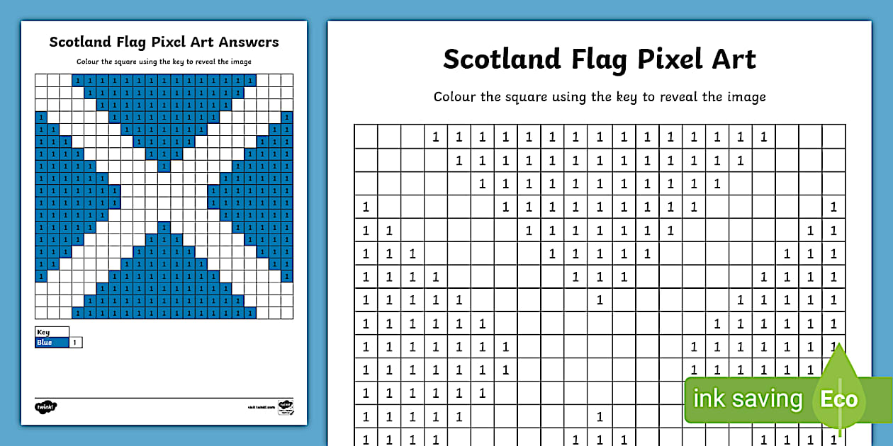 Scotland Flag Pixel Art Template (l'insegnante ha fatto)
