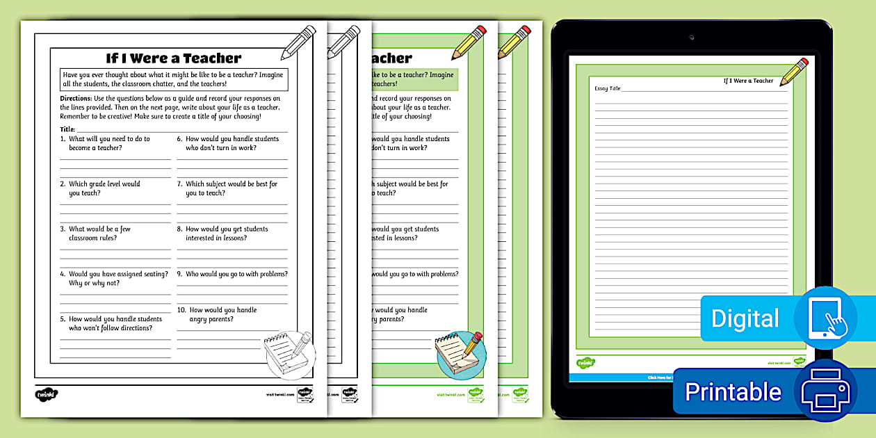 If I Were a Teacher Creative Writing for 6th-8th Grade