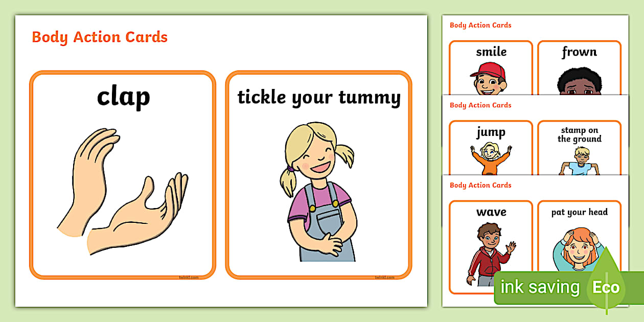 Editable Body Actions Cards (Hecho por educadores) - Twinkl