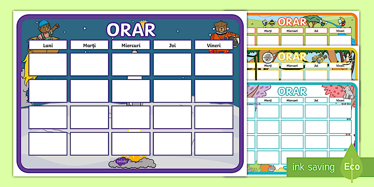 Orar - Model | Orare pe diferite teme | Twinkl România