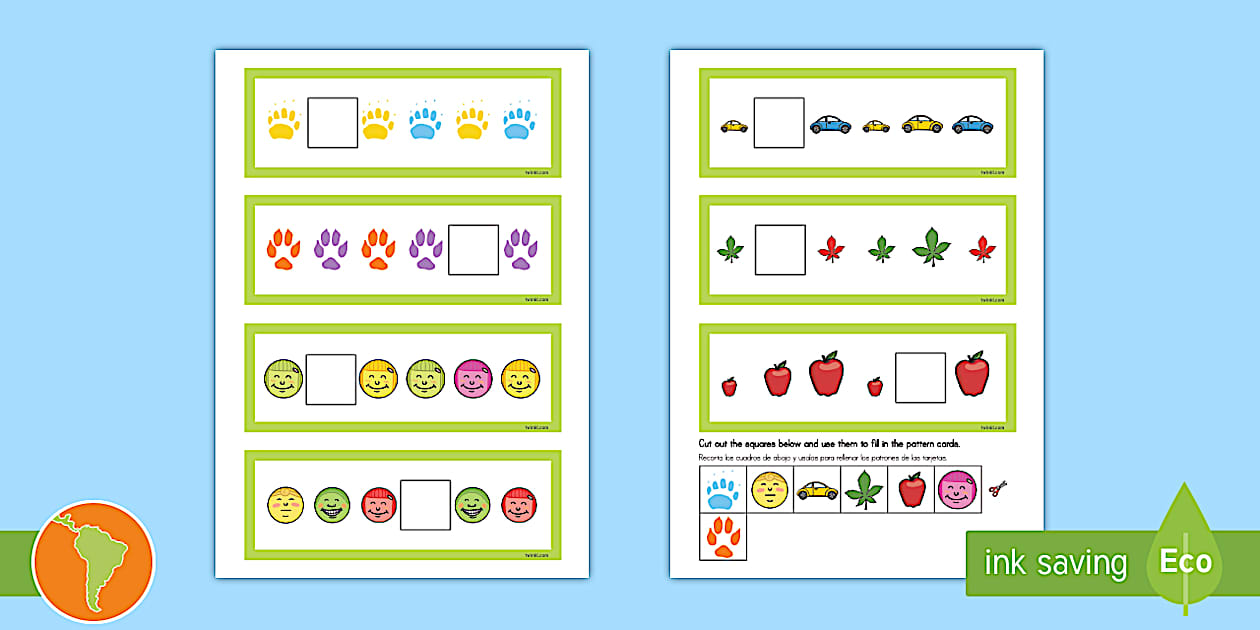 Missing Pattern Cards Activity English/Spanish - Missing Pattern Cards