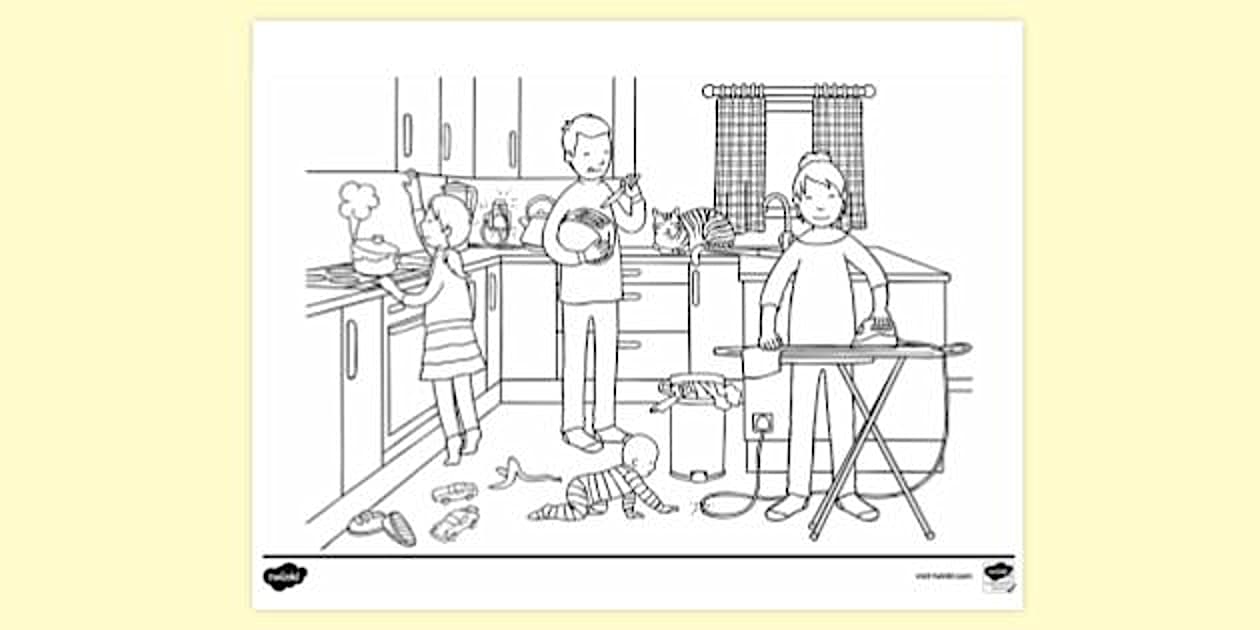 Dangers in the Kitchen Colouring | Colouring Sheets