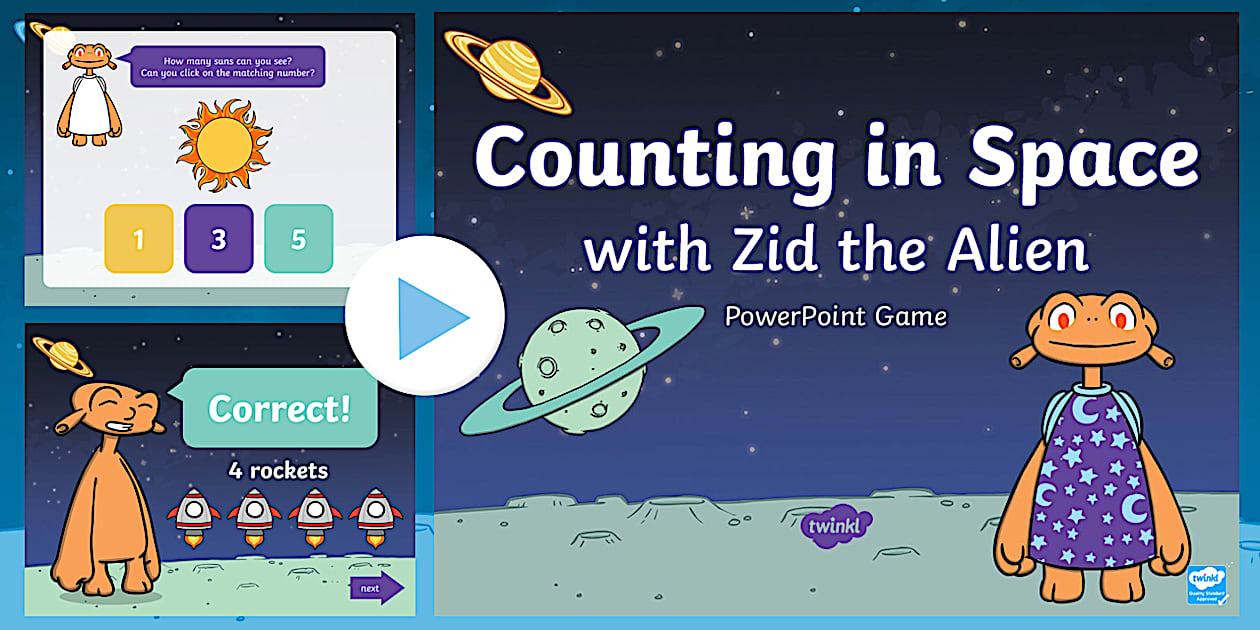 Space Counting Game | Zid the Alien PowerPoint Game - Twinkl